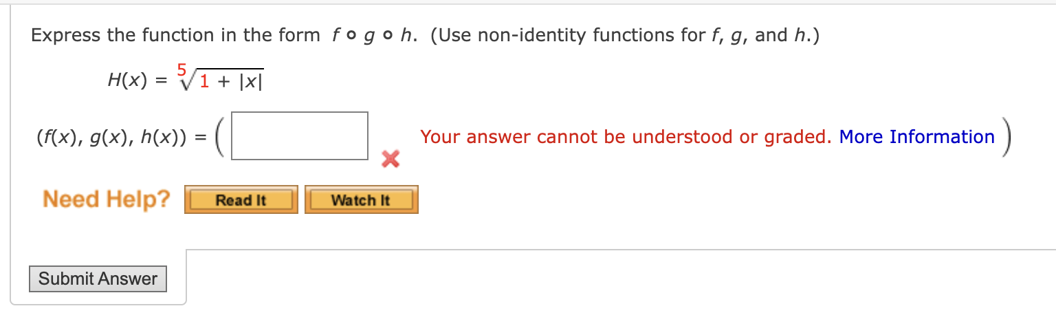 Solved Express the function in the form f ∘ g ∘ h. | Chegg.com