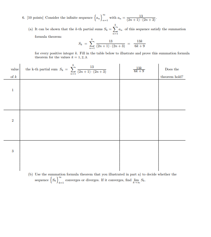 Solved 6. [10 points] Consider the infinite sequence {4} an | Chegg.com