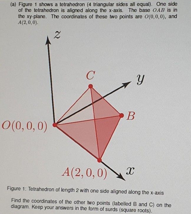 Solved (a) Figure 1 shows a tetrahedron (4 triangular sides | Chegg.com