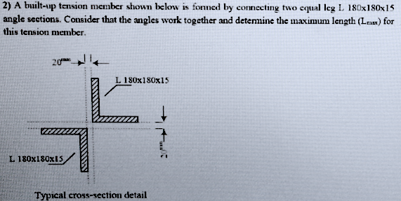 Solved 2) A built-up tension member shown below is formed by | Chegg.com