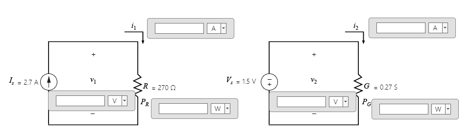Solved For the circuits above:Calculate i1, i2, v1, v2, the | Chegg.com