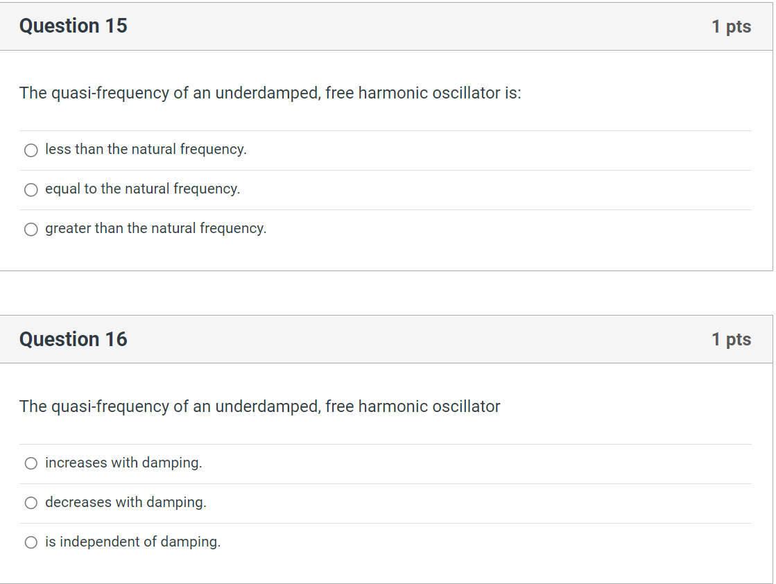 Solved The quasi-frequency of an underdamped, free harmonic | Chegg.com