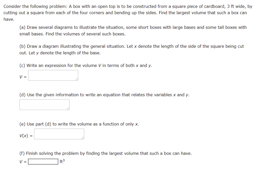 Solved Consider the following problem: A box with an open | Chegg.com