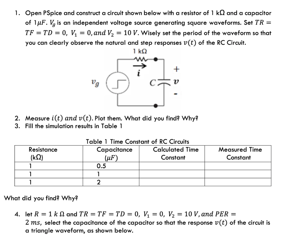 1. Open PSpice and construct a circuit shown below | Chegg.com