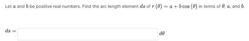 Solved Let A And B Be Positive Real Numbers. Find The Arc 