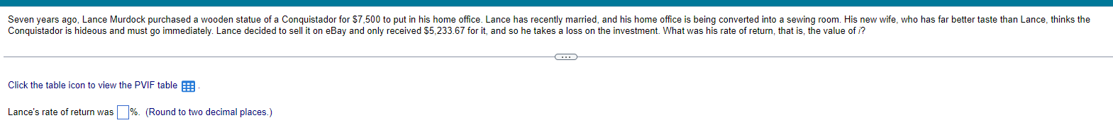 Solved Click the table icon to view the PVIF table Lance's | Chegg.com