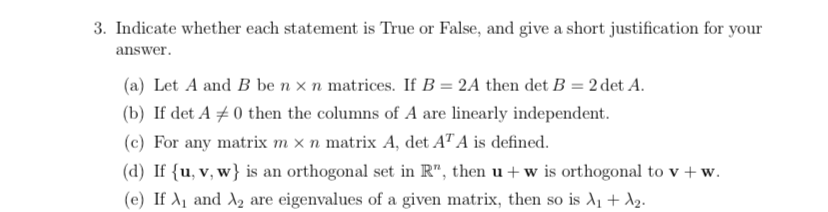 Solved 3. Indicate whether each statement is True or False, | Chegg.com