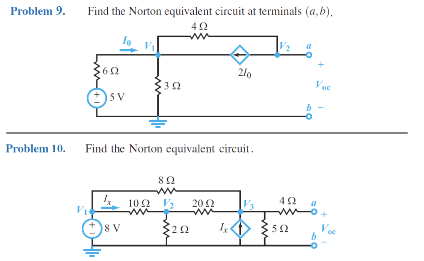 Solved Problem 9. Find the Norton equivalent circuit at | Chegg.com