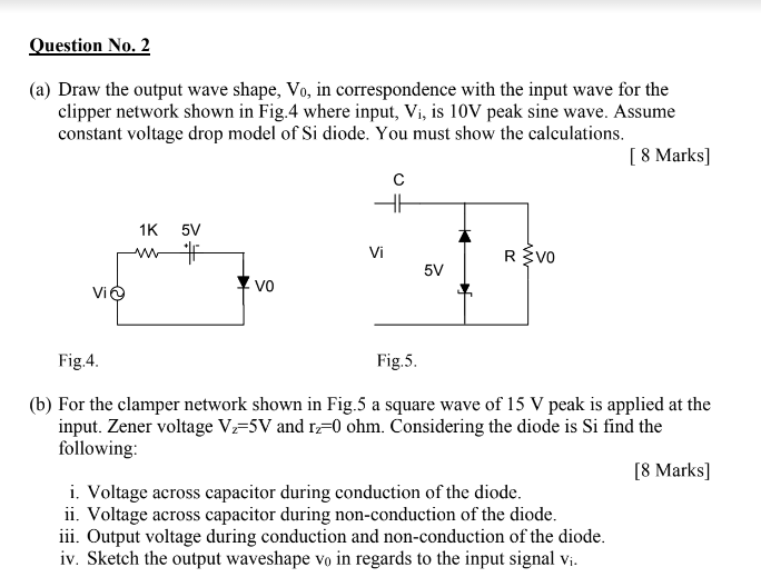 Solved (a) Draw the output wave shape, V0, in correspondence | Chegg.com