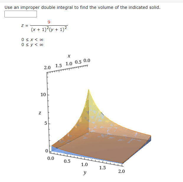 Solved Use an improper double integral to find the volume of | Chegg.com