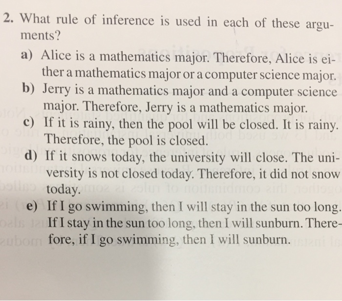 Solved What rule of inference is used in each of these | Chegg.com