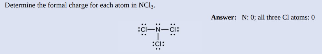 Solved Determine the formal charge for each atom in NCl3. | Chegg.com