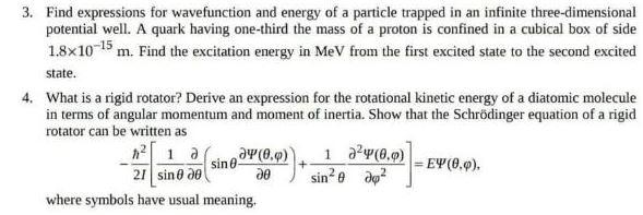 Solved 3. Find expressions for wavefunction and energy of a | Chegg.com