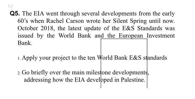 Solved Q5. The EIA went through several developments from | Chegg.com