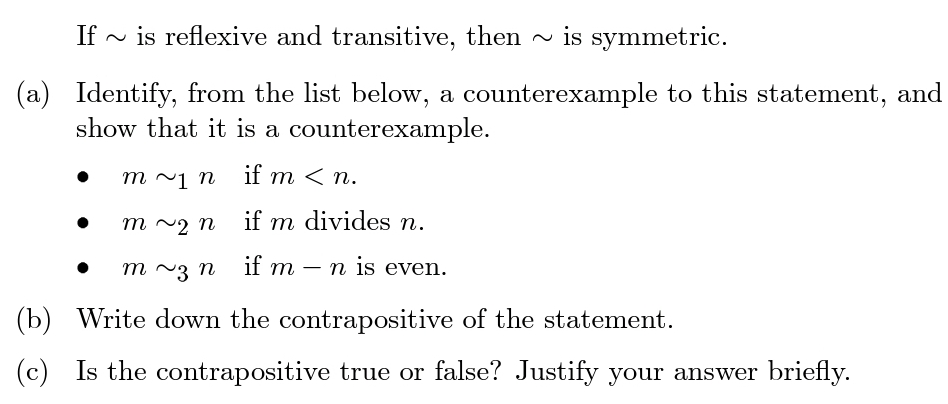 Solved If ∼ is reflexive and transitive, then ∼ is | Chegg.com