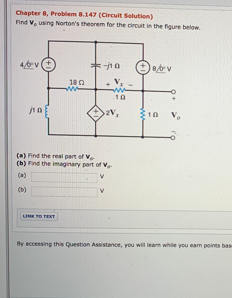 Solved Chapter 8, Problem 8.147 (Circuit Solution) Find V, | Chegg.com