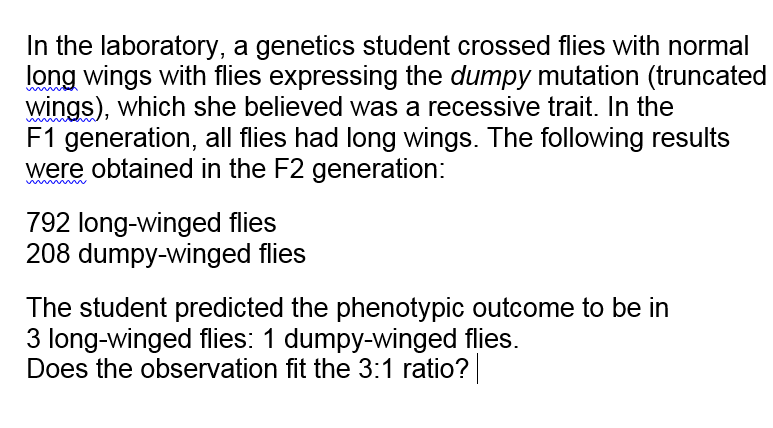 Solved In the laboratory, a genetics student crossed flies | Chegg.com