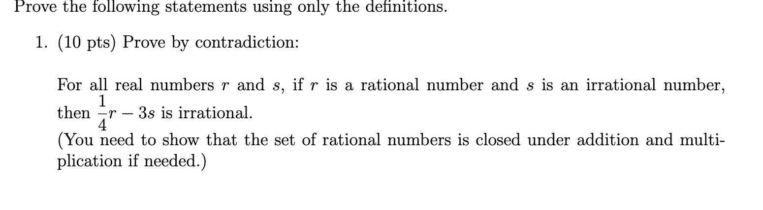 Solved Prove the following statements using only the | Chegg.com