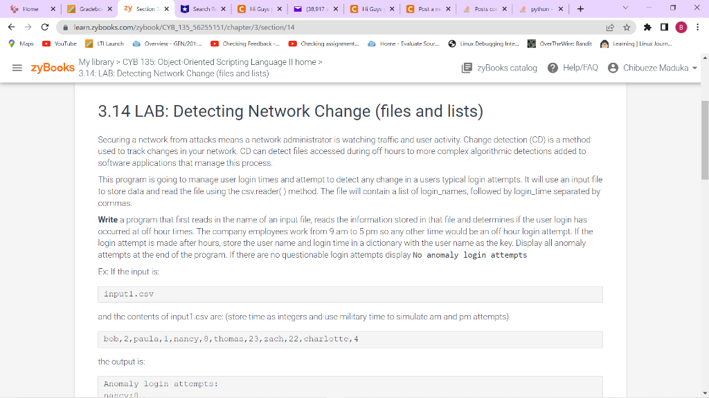 Solved 3.14 LAB: Detecting Network Change (files and lists) | Chegg.com