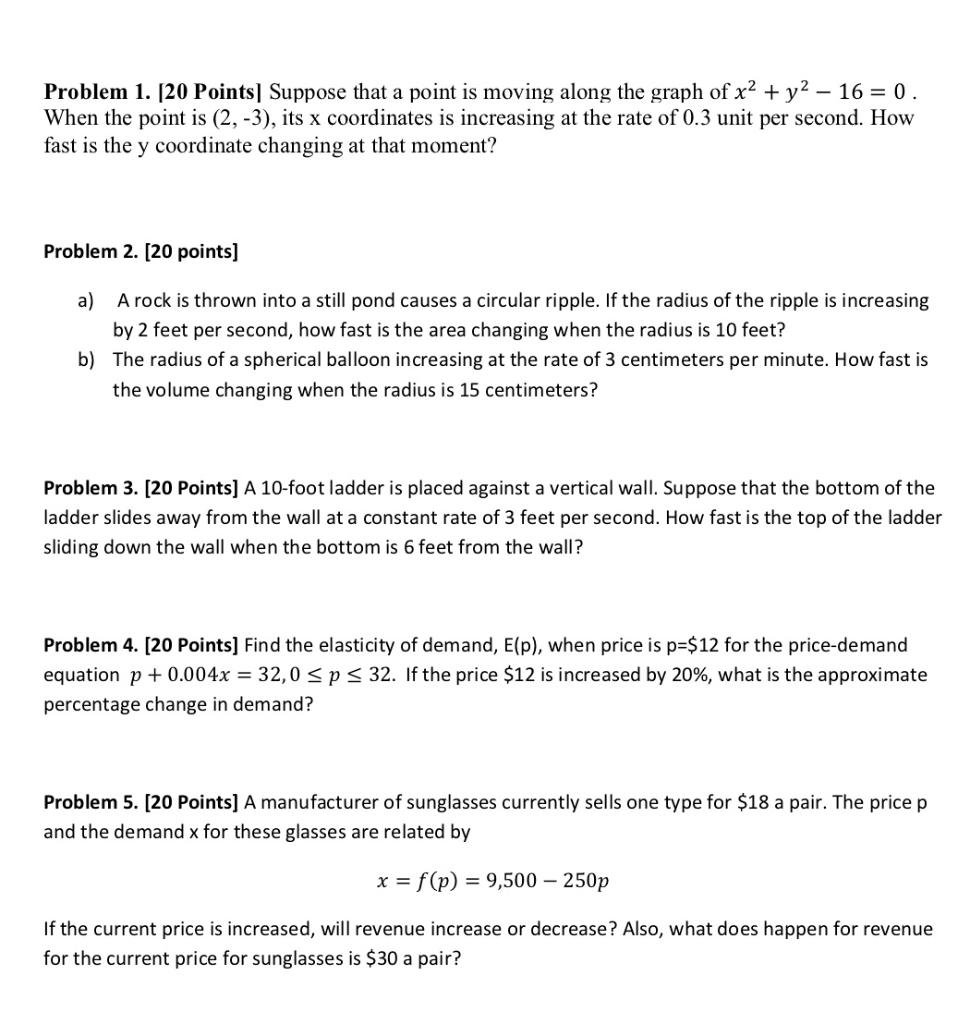 Solved Problem 1. [20 Points Suppose that a point is moving | Chegg.com