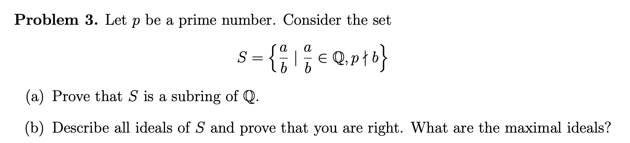 Solved Problem 3. Let p be a prime number. Consider the set | Chegg.com