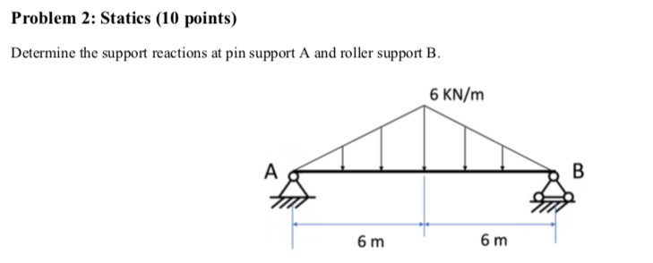 Solved Problem 2: Statics (10 points) Determine the support | Chegg.com