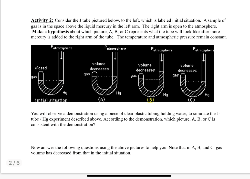 Solved Activity 2: Consider the J tube pictured below, to | Chegg.com