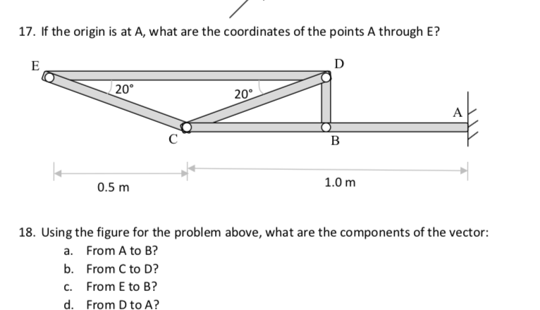 Solved 17. If the origin is at A, what are the coordinates | Chegg.com