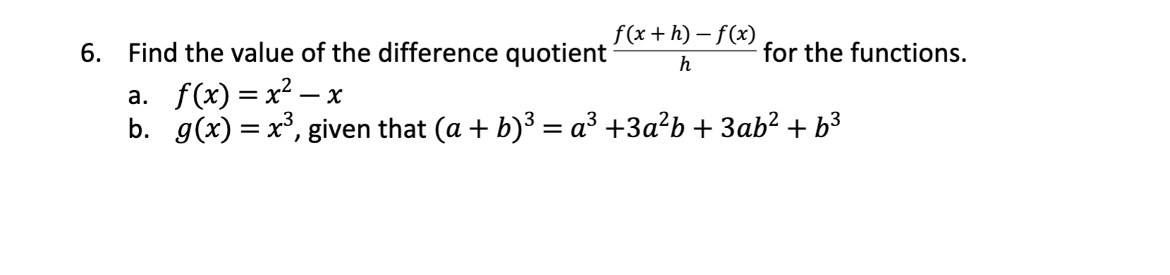 Solved Find the value of the difference quotient | Chegg.com