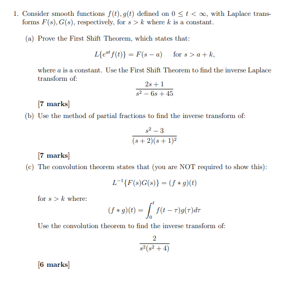 Solved 1. Consider smooth functions f(t),g(t) defined on | Chegg.com