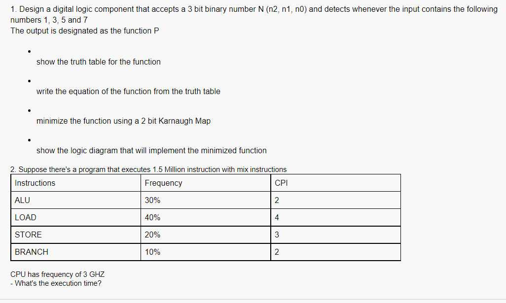 Solved 1. Design a digital logic component that accepts a 3 | Chegg.com