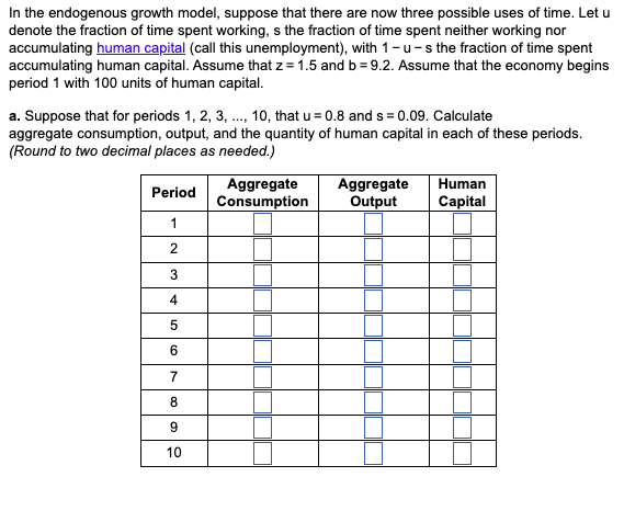 Solved In the endogenous growth model, suppose that there | Chegg.com