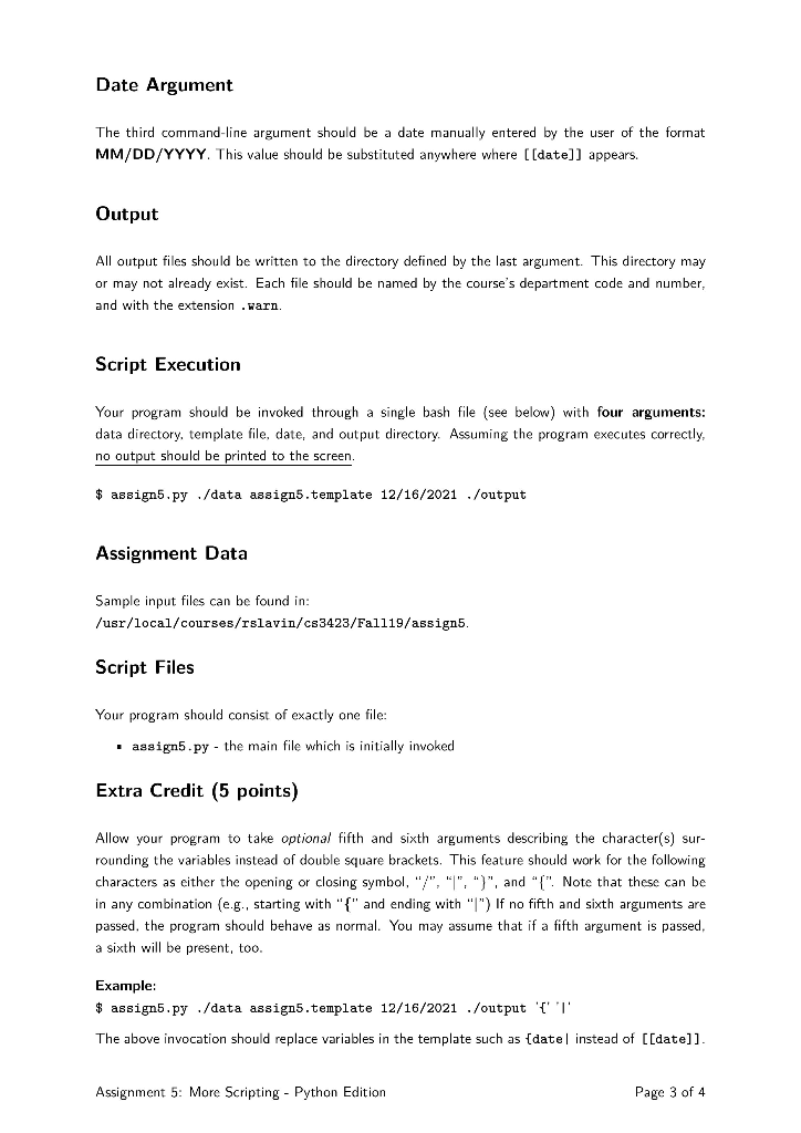 Assignment 5 More Scripting Python Edition Cs3423 
