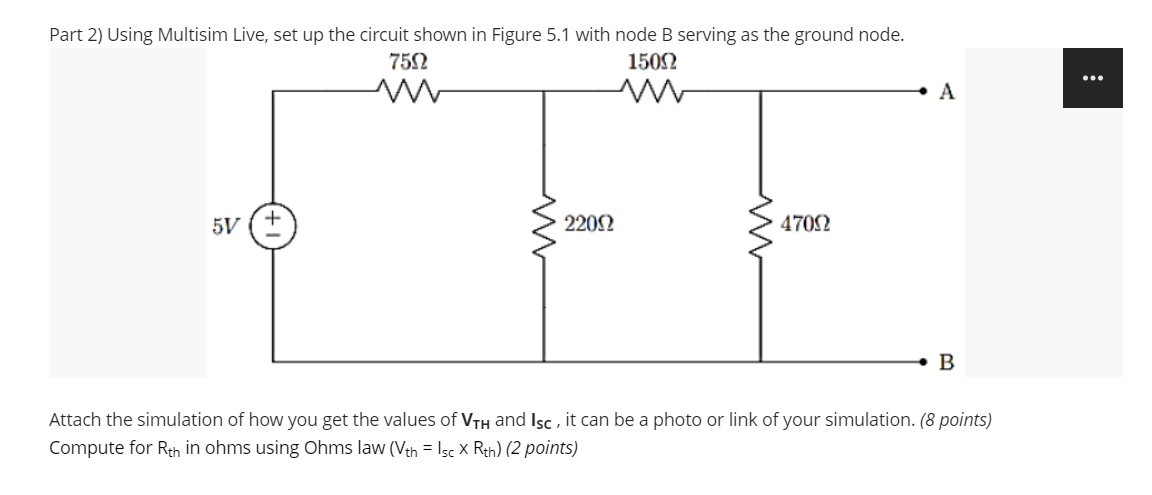 Solved Part 2) Using Multisim Live, set up the circuit shown | Chegg.com