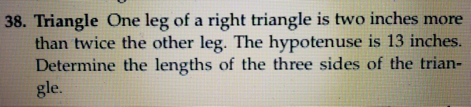 Solved 38. Triangle One leg of a right triangle is two | Chegg.com
