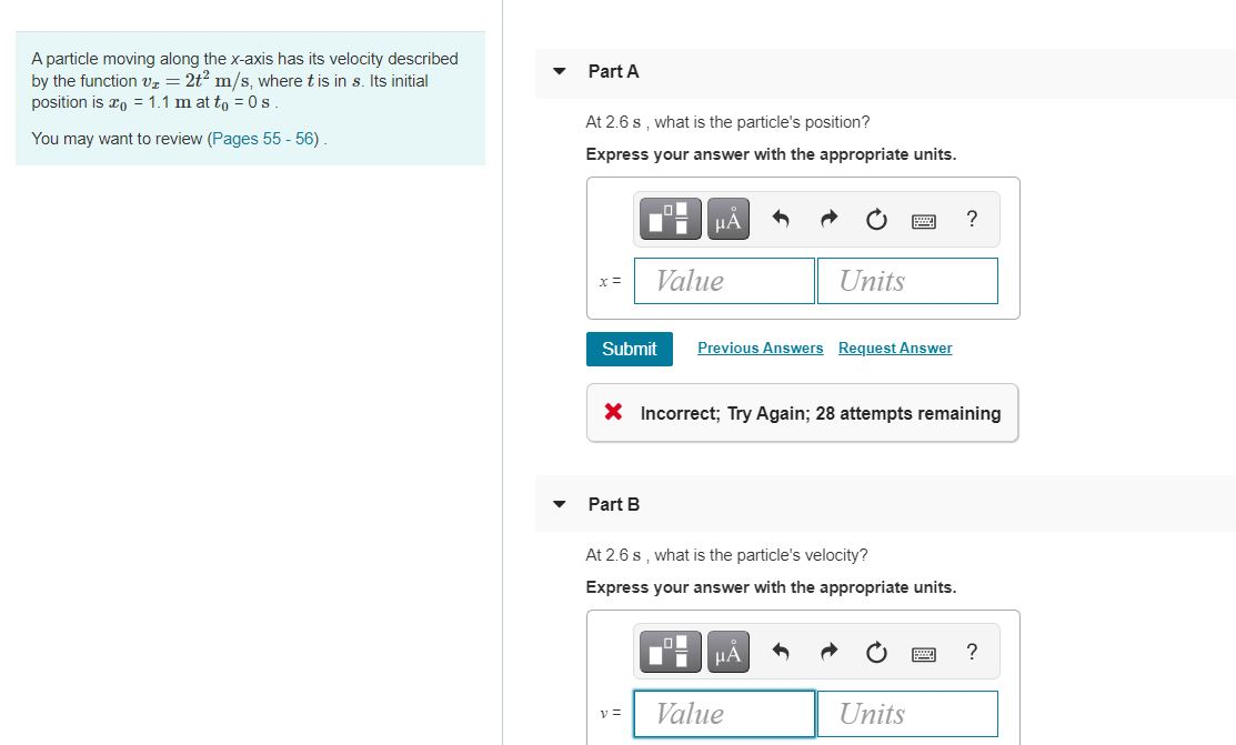 Solved A particle moving along the x-axis has its velocity | Chegg.com