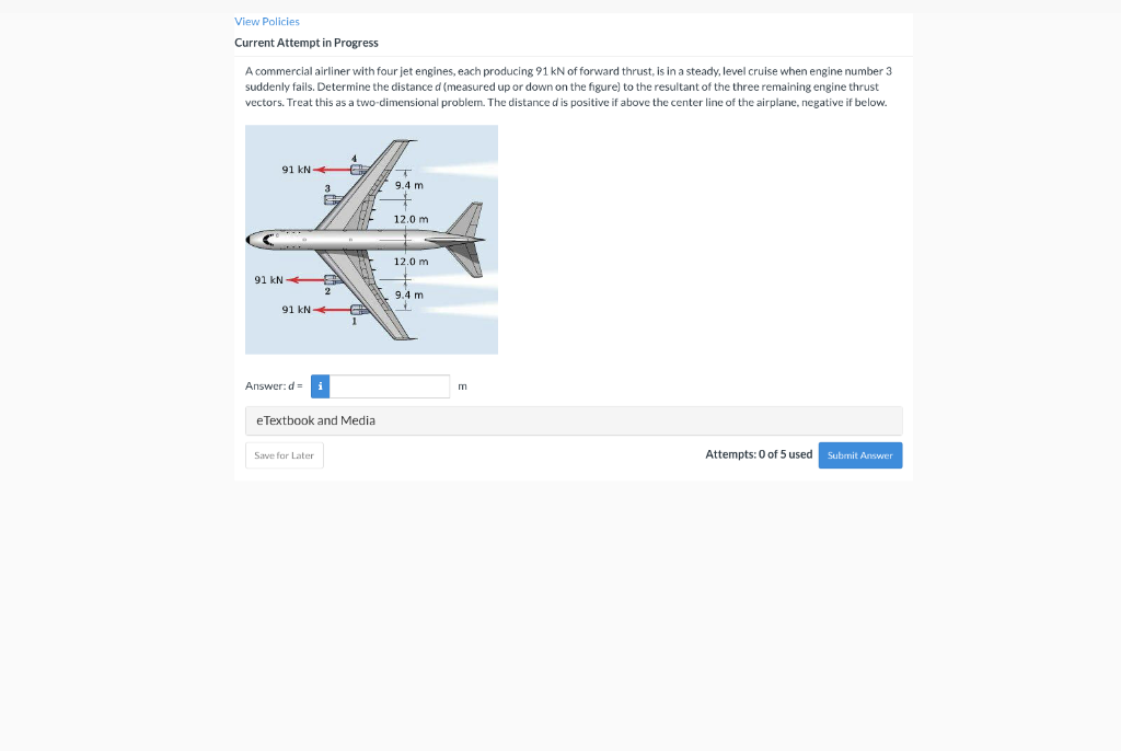 Solved A commercial airliner with four jet engines, each | Chegg.com