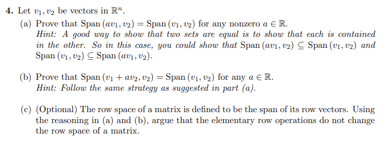 Solved 4. Let v1,v2 be vectors in Rn. (a) Prove that | Chegg.com
