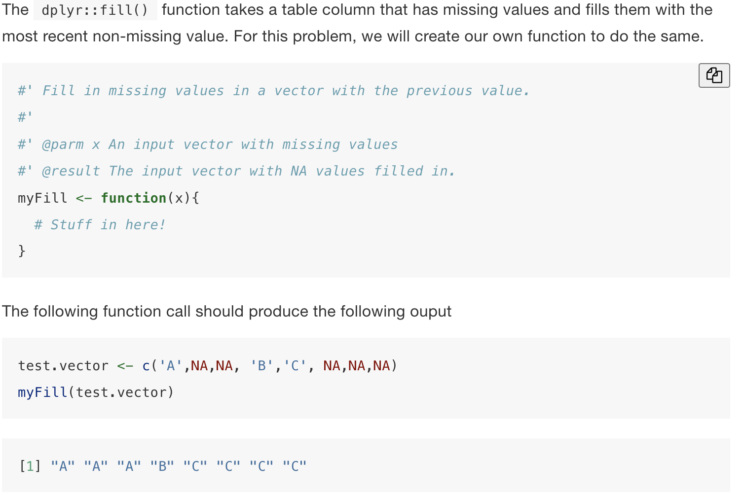 Solved The dplyr::fill() function takes a table column that | Chegg.com