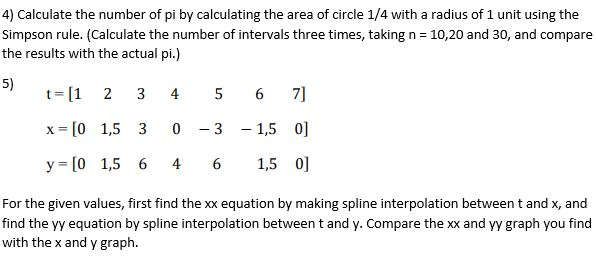 4) Calculate the number of pi by calculating the area | Chegg.com
