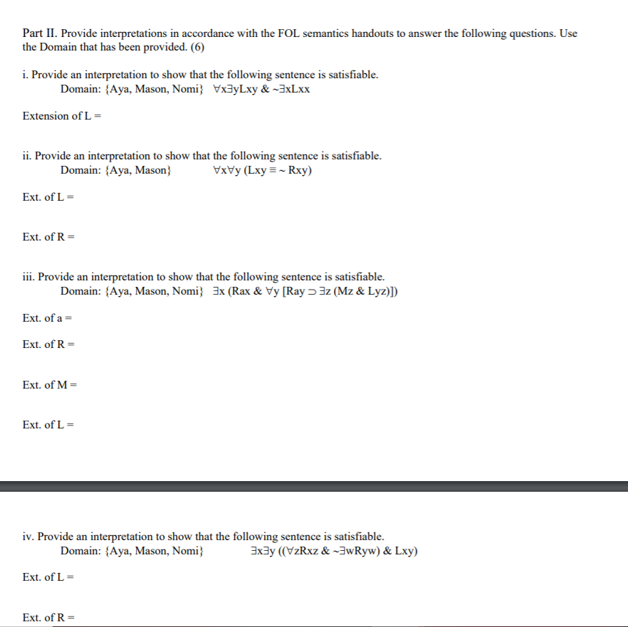 Part II. Provide interpretations in accordance with | Chegg.com