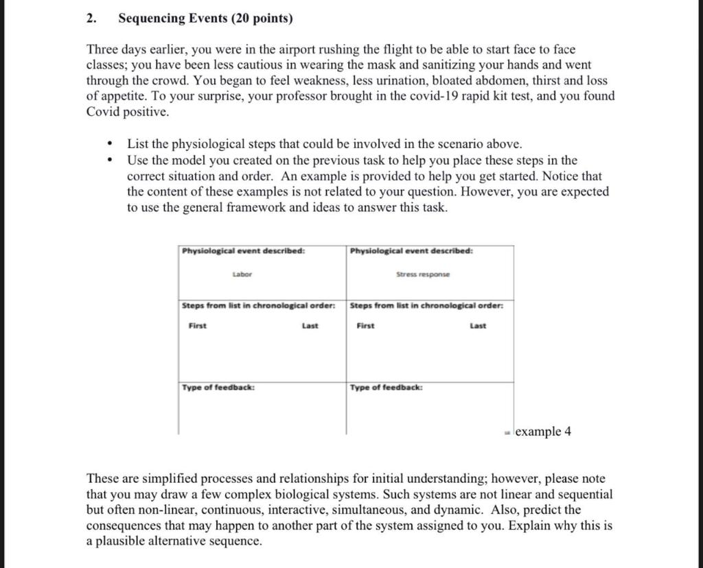 Solved 2. Sequencing Events (20 points) Three days earlier, | Chegg.com