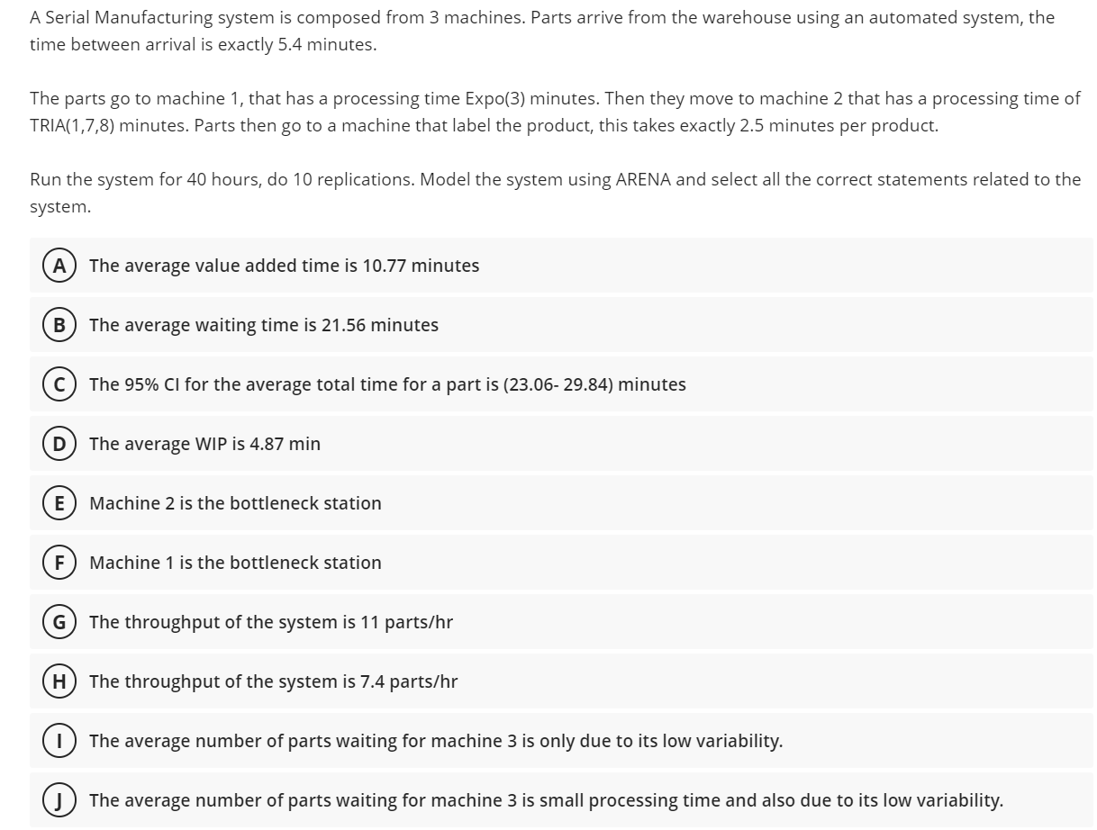 Solved A Serial Manufacturing system is composed from 3 | Chegg.com