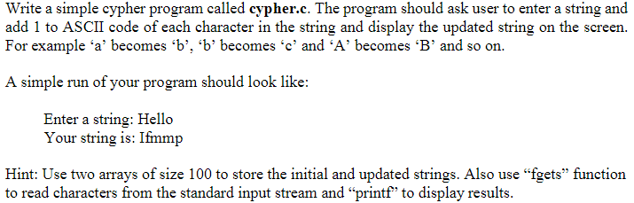 Solved Write a simple cypher program called cypher.c. The | Chegg.com