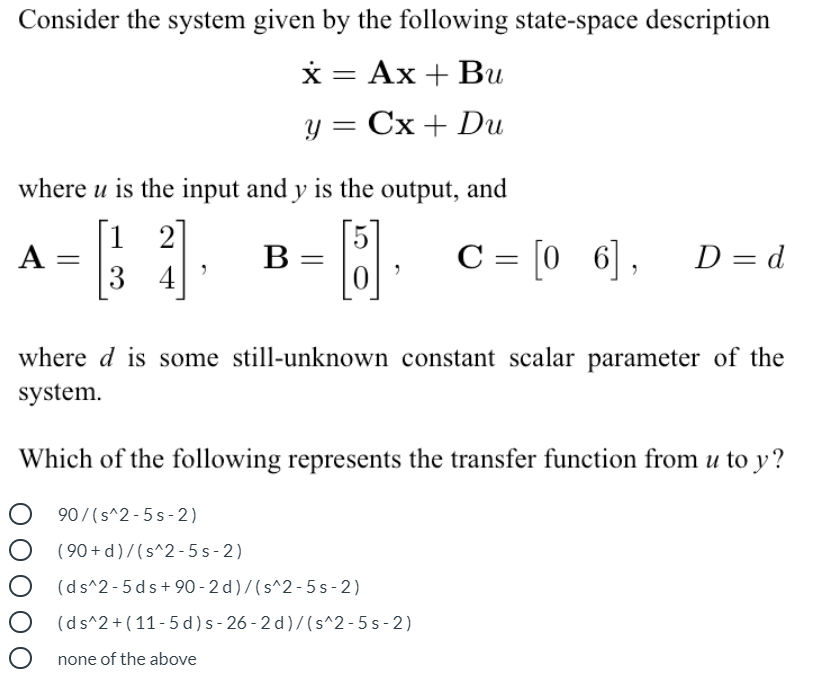 Solved Consider the system given by the following | Chegg.com
