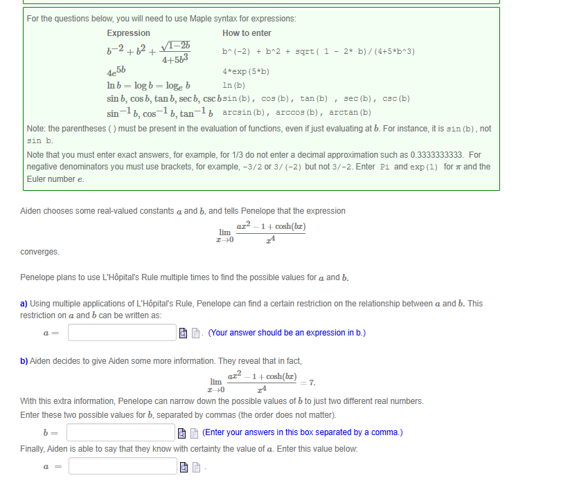 Solved For the questions below, you will need to use Maple | Chegg.com
