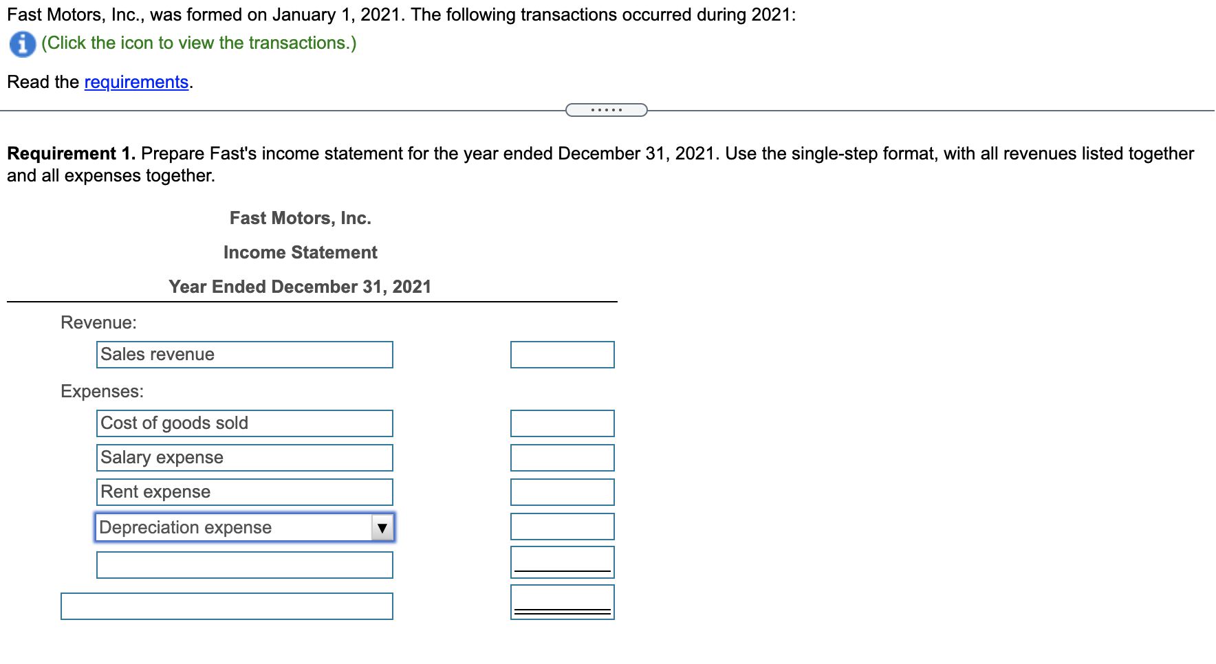 Solved Fast Motors, Inc., was formed on January 1, 2021. The | Chegg.com