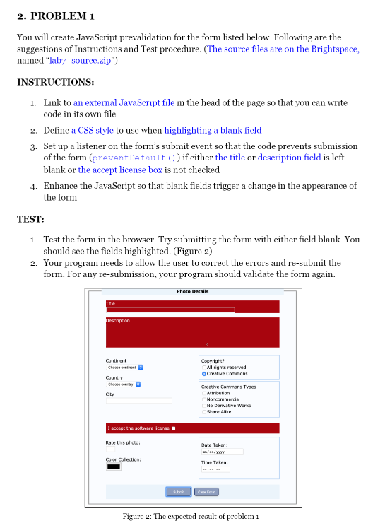 2 Problem 1 You Will Create Javascript Prevalidation 3143