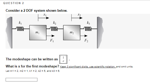 Solved Consider a 2 DOF system shown below. The modeshape | Chegg.com