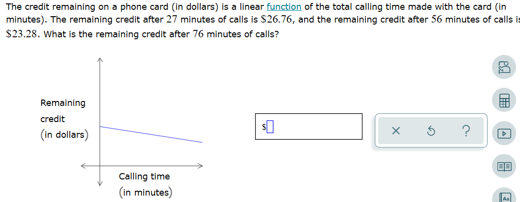 Solved The credit remaining on a phone card (in dollars) is | Chegg.com